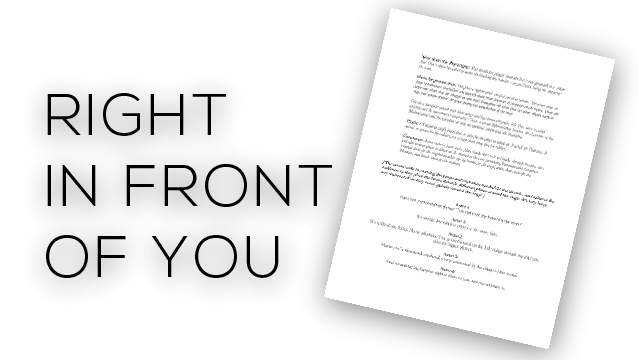 "Right in Front of You" Script — YM360